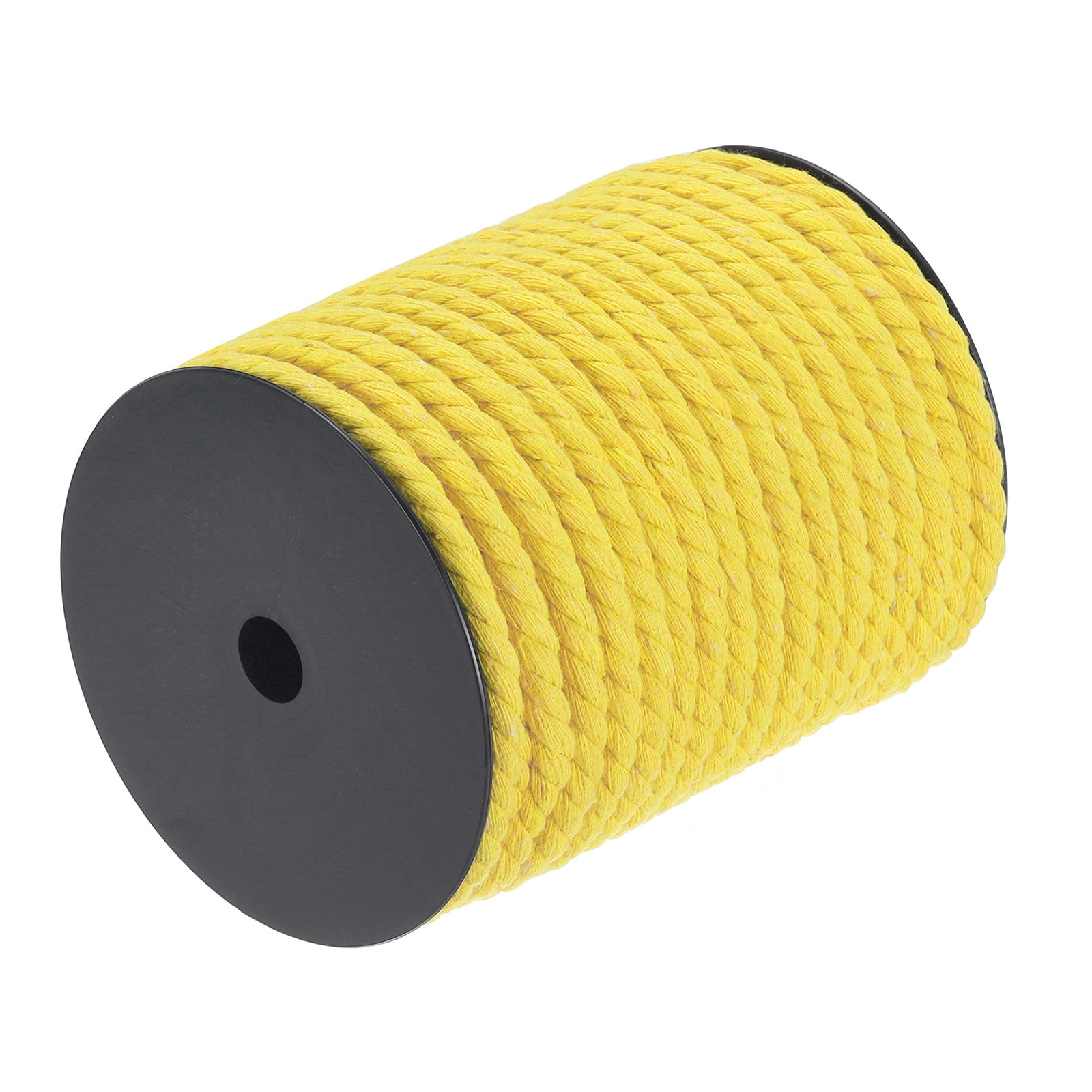 Cotton Rope 3 Strand Twisted Braided Rope Cord, Yellow 40m/47 Yard 8mm ...