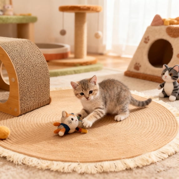 Cotton Rope Area Rug for Cats, Cat Scratching and Naps Rug, Washable ...