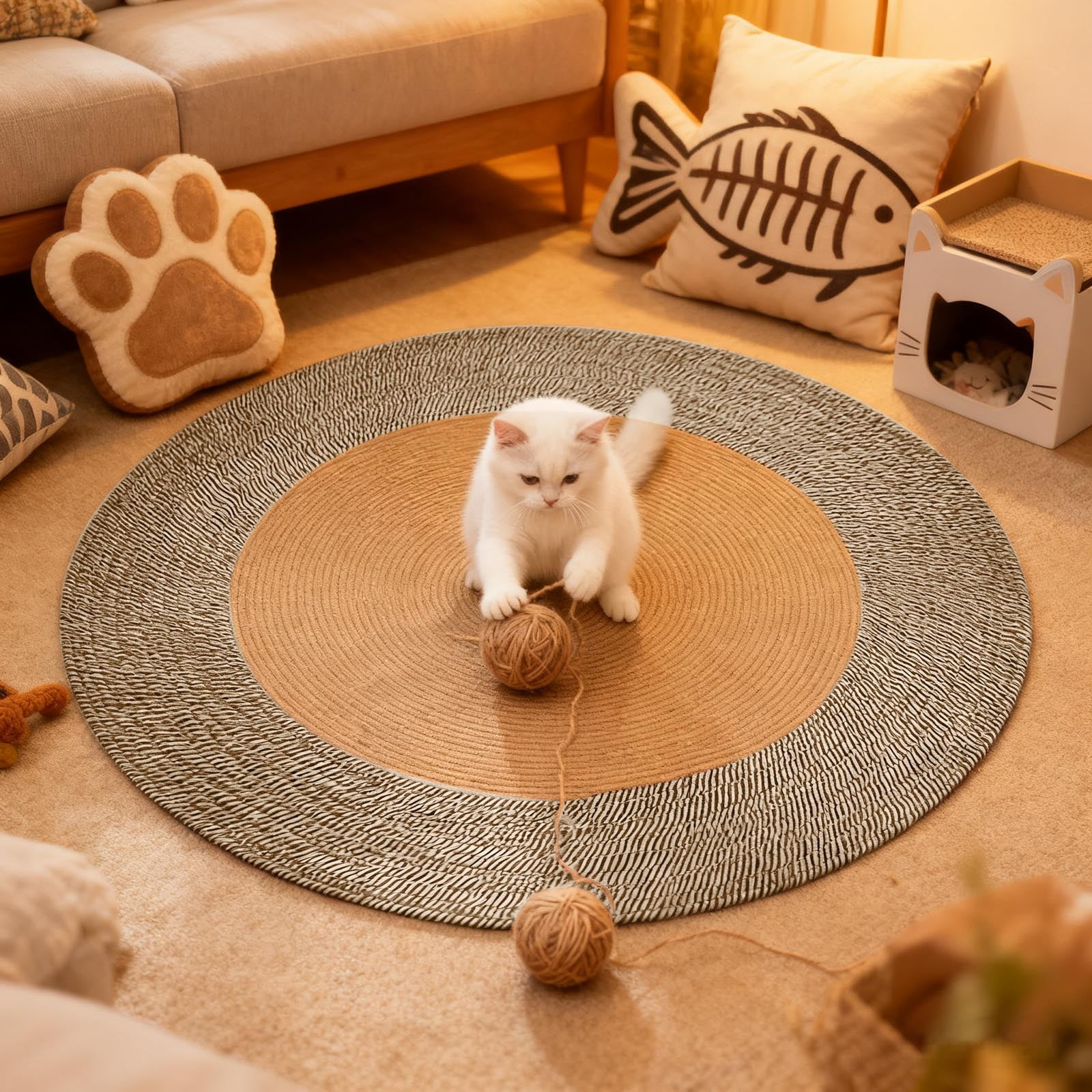 Cotton Rope Area Rug for Cats, Cat Scratching and Naps Rug, Washable ...