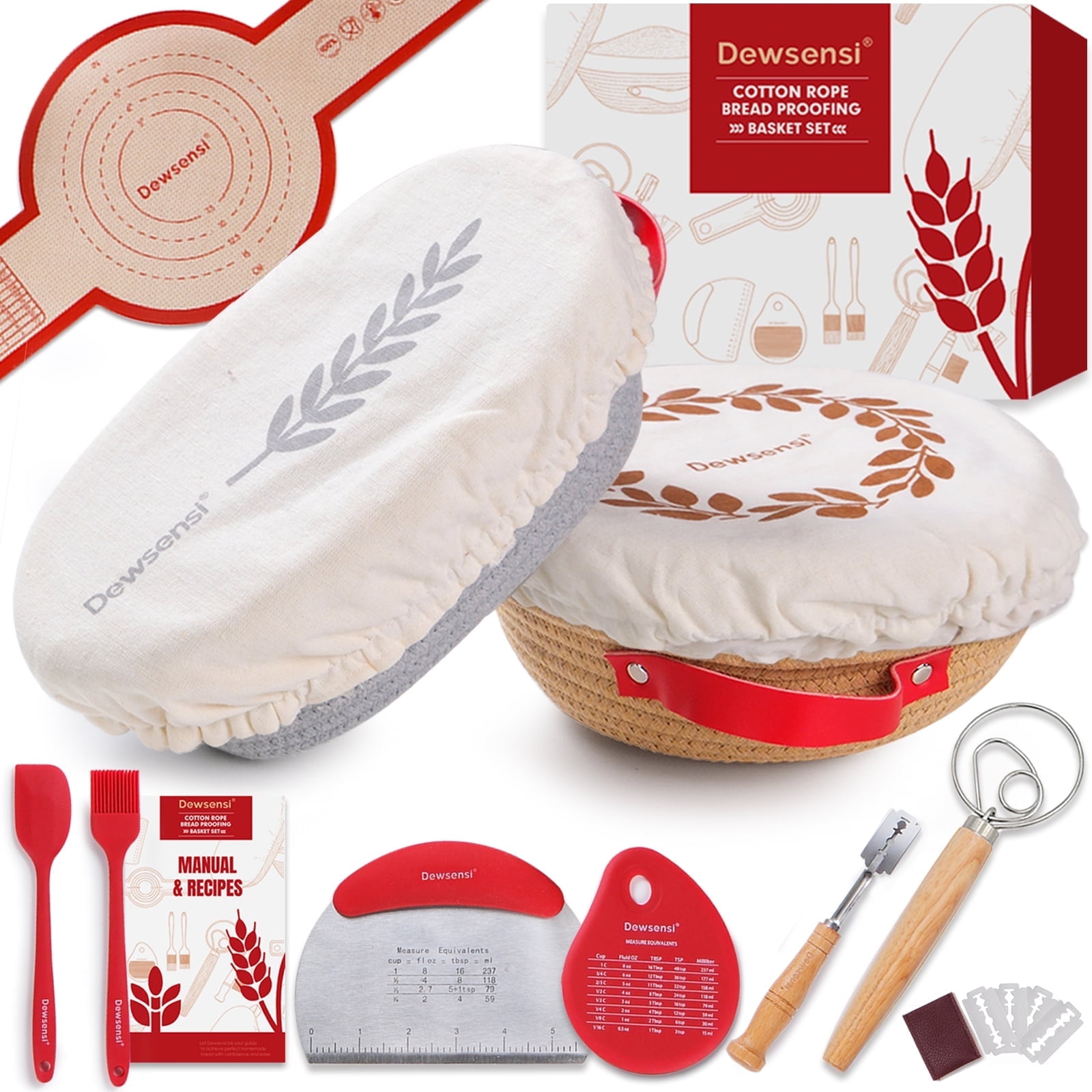 Cotton Rope Banneton Bread Proofing Basket Set, Sourdough Starter Kit ...