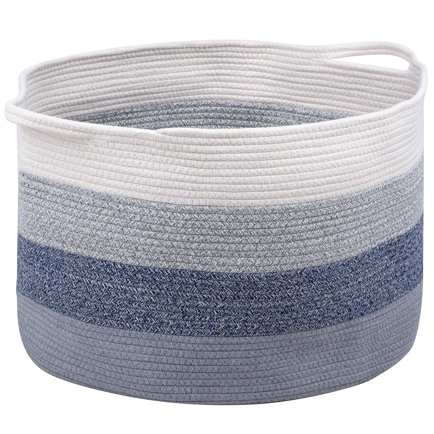 Cotton Rope Basket - Large Decorative Woven Storage Blanket Basket Bin ...