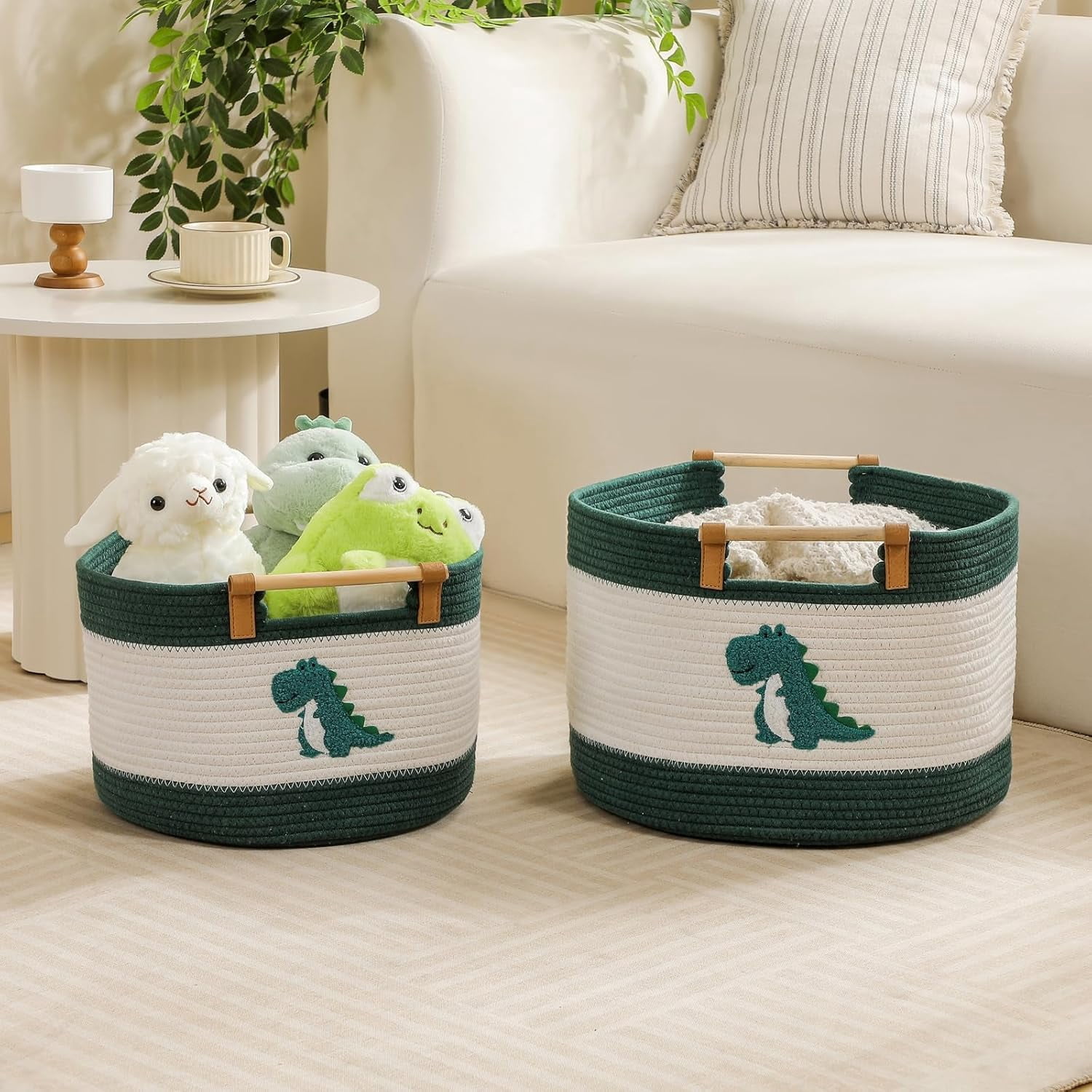 Cotton Rope Baskets for Kids Stuffed Animal Toys Storage for Nursery ...