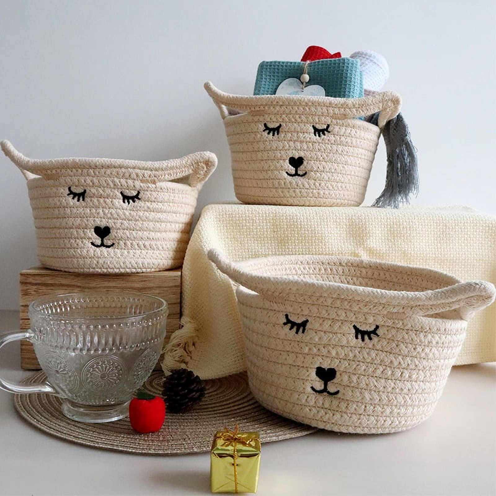 Cotton Rope Baskets Small Storage Baskets for Keys Baby Toys Little ...