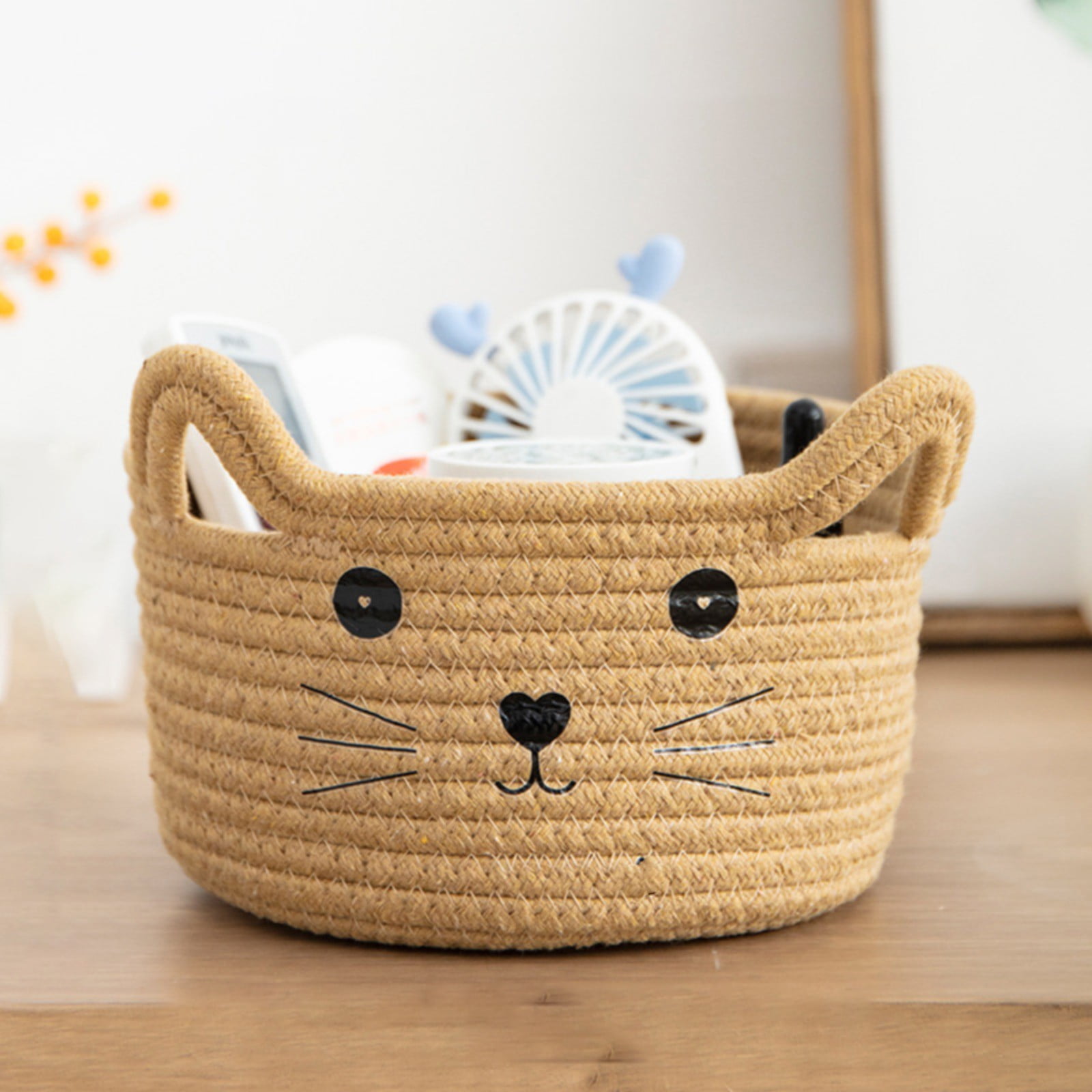 Cotton Rope Baskets Toy Storage Cat Ears Decorative Baskets For Storage ...