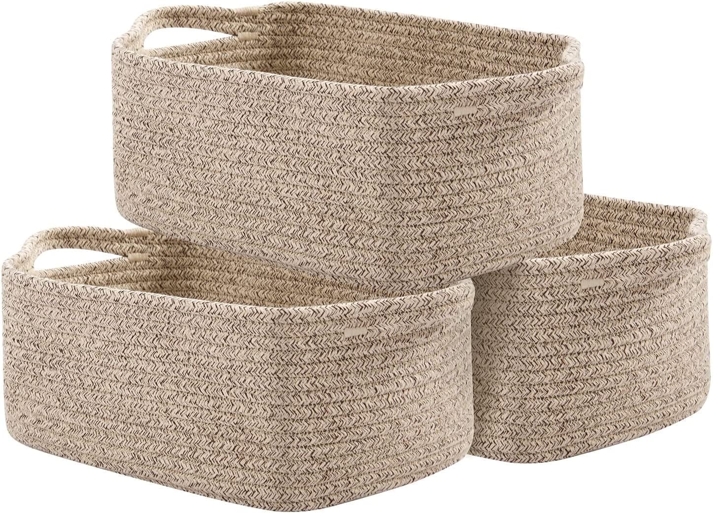 Xueyu Cotton Rope Baskets, 12x8x5 inch Woven Storage Bansets for ...