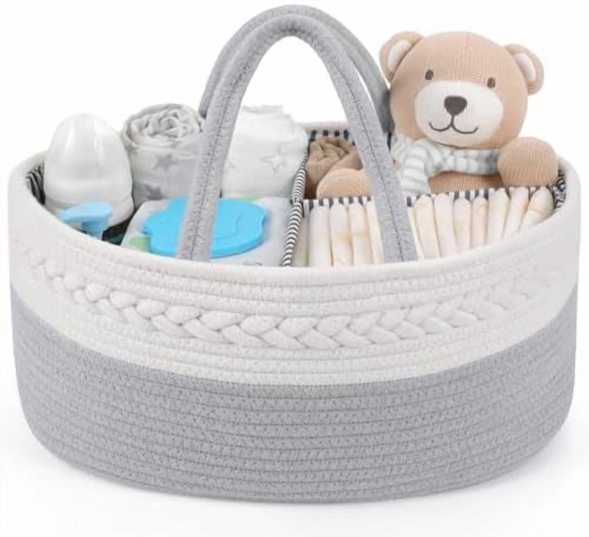 Cotton Rope Diaper Caddy Organizer - Nursery Storage Caddy, Baby Boy ...