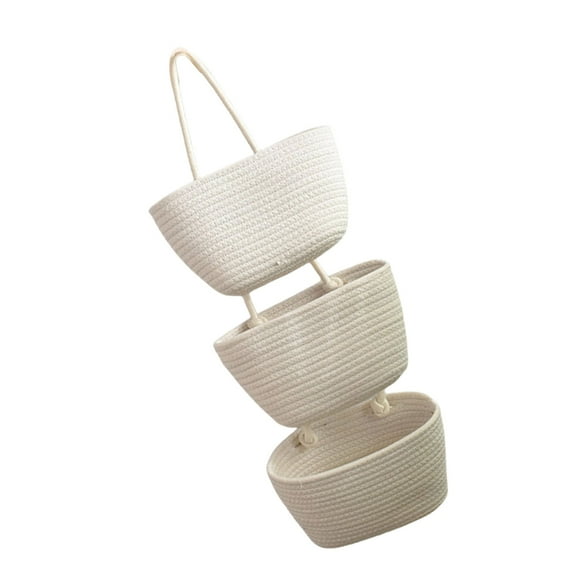 Cotton Rope Hanging Basket Organizers Functional 3 Tiered Cotton Rope ...