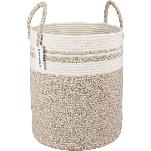 Cotton Rope Laundry Basket Hamper for Clothes Woven Storage Basket for ...