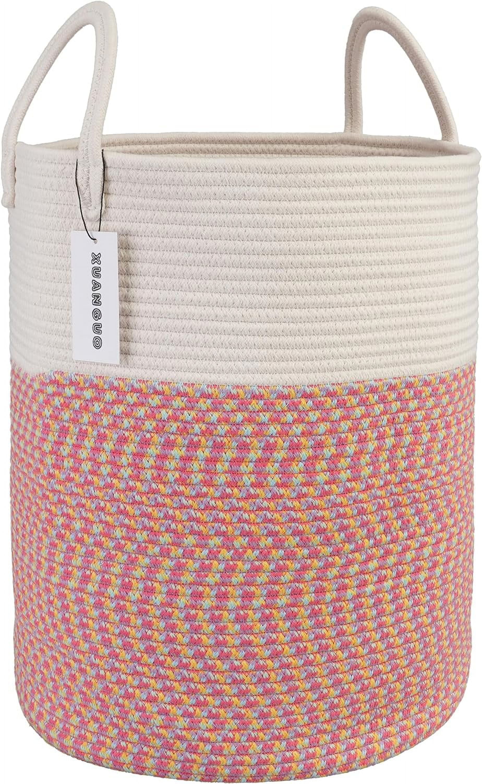 Cotton Rope Laundry Basket Hamper for Clothes Woven Storage Basket for ...