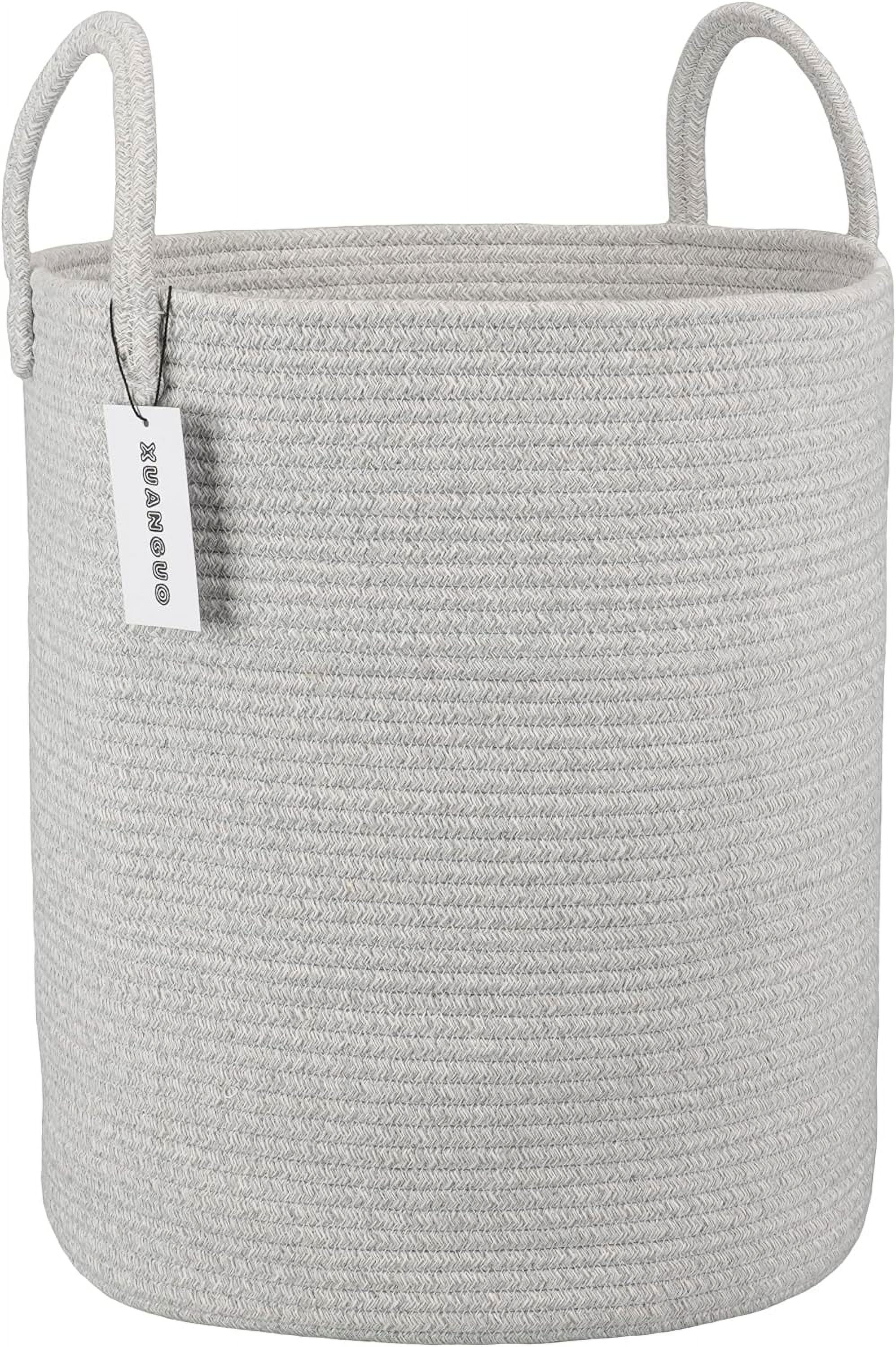 Cotton Rope Laundry Basket Hamper for Clothes Woven Storage Basket for ...