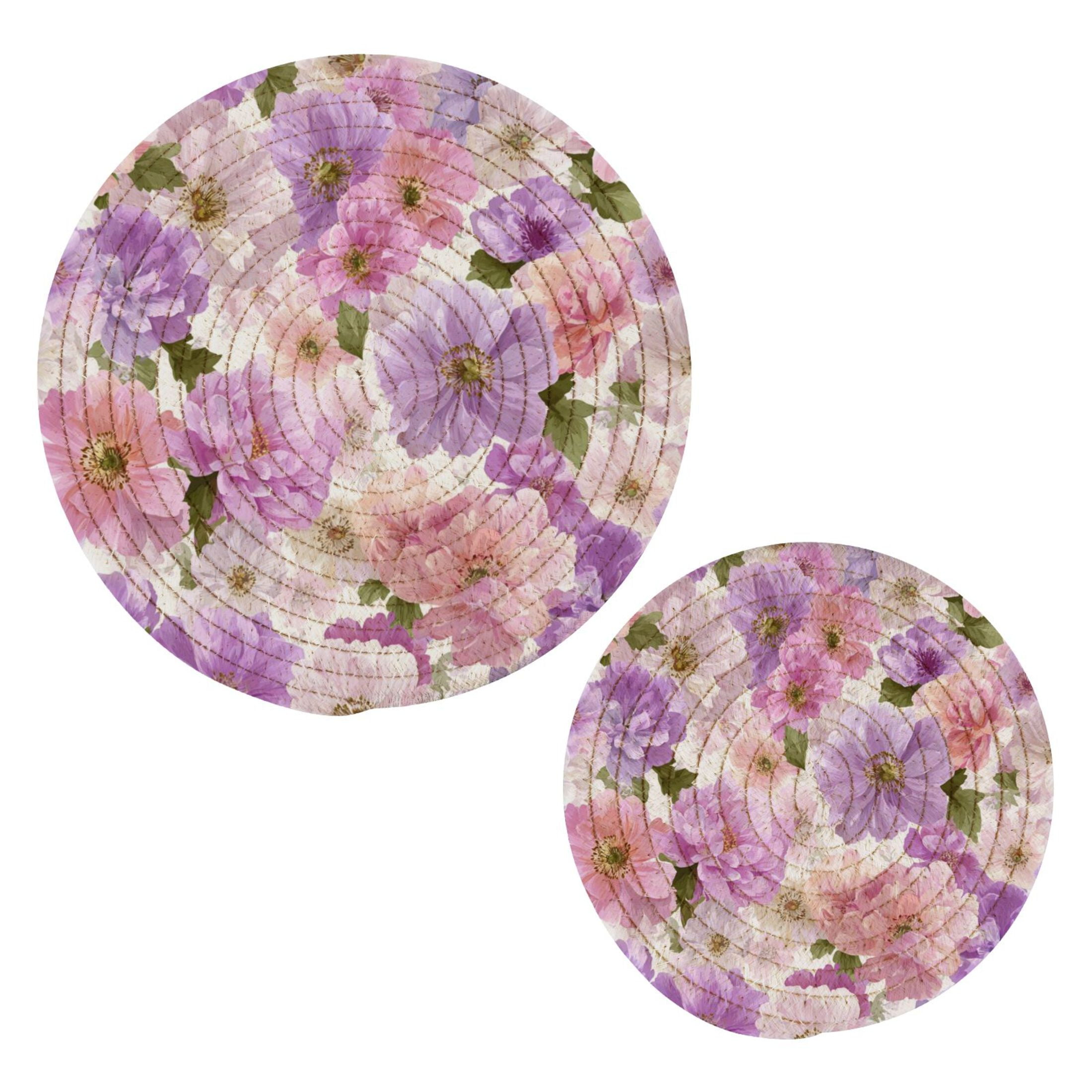 Cotton Rope Pot Holder Set of 2 Kitchen Trivets Lavender and Pink ...