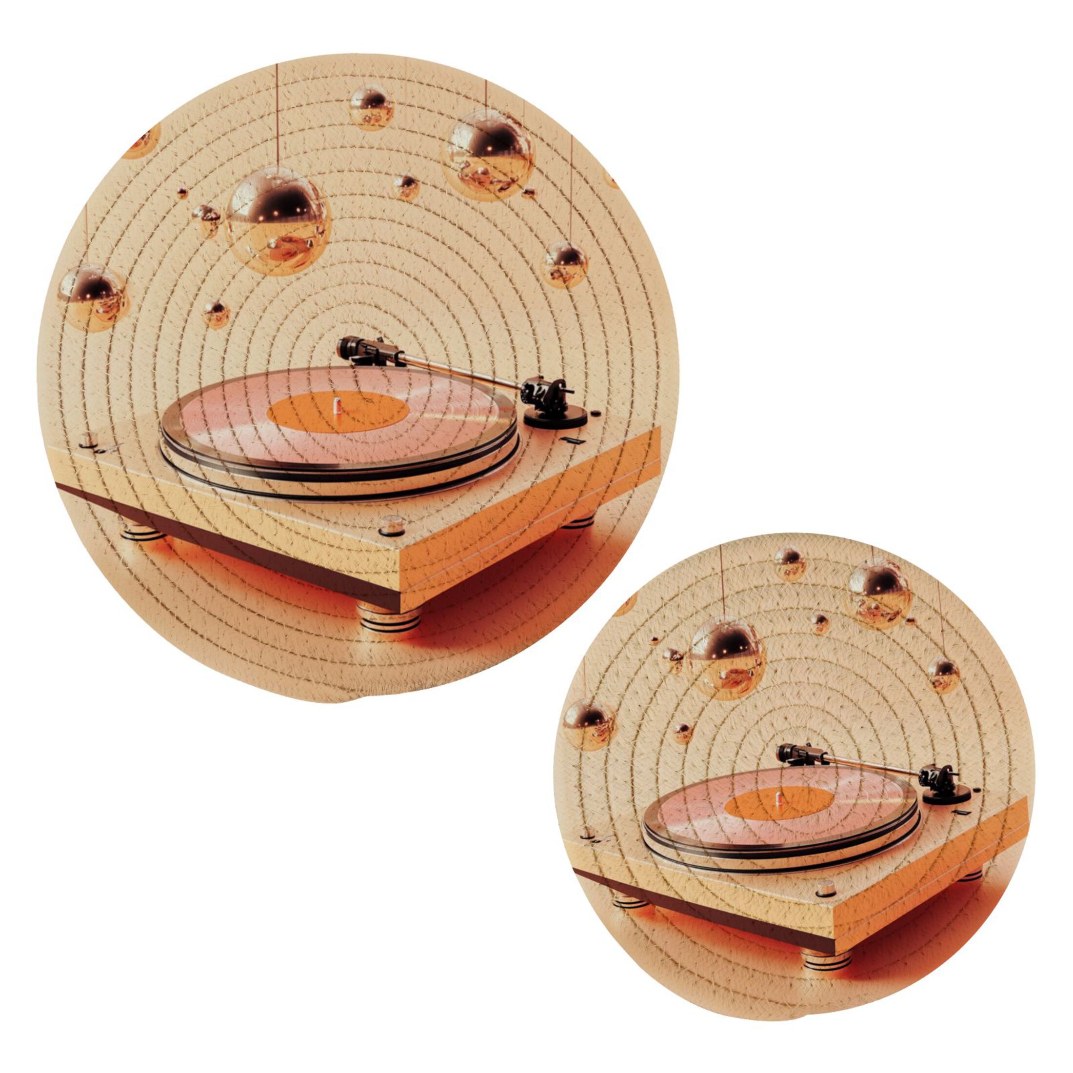 Cotton Rope Pot Holder Set of 2 Kitchen Trivets Orange Vinyl Record ...