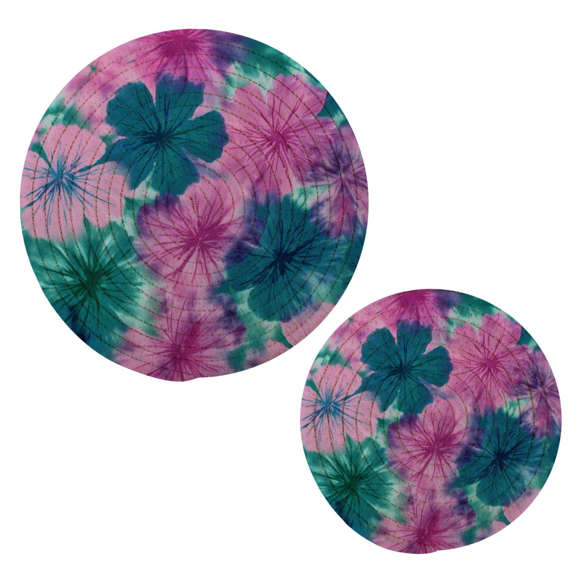 Cotton Rope Pot Holder Set of 2 Kitchen Trivets Pink and Teal Tie-dye ...