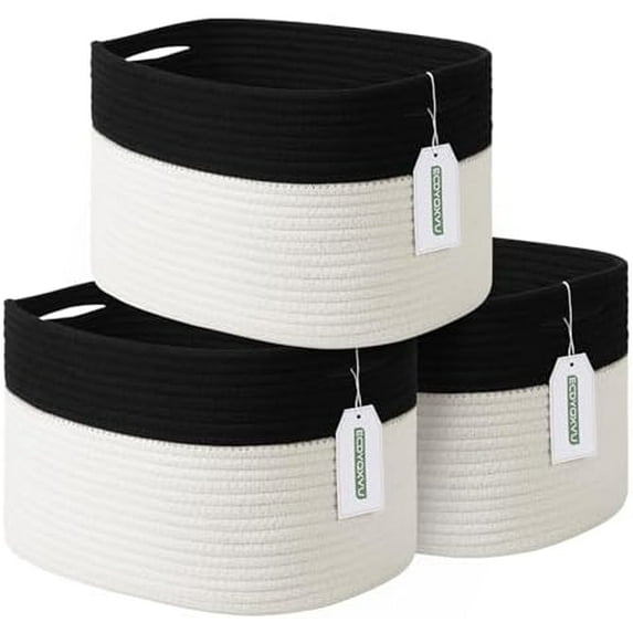 Cotton Rope Storage Basket, 15x10x9 Inches, Woven Basket for Shelves ...