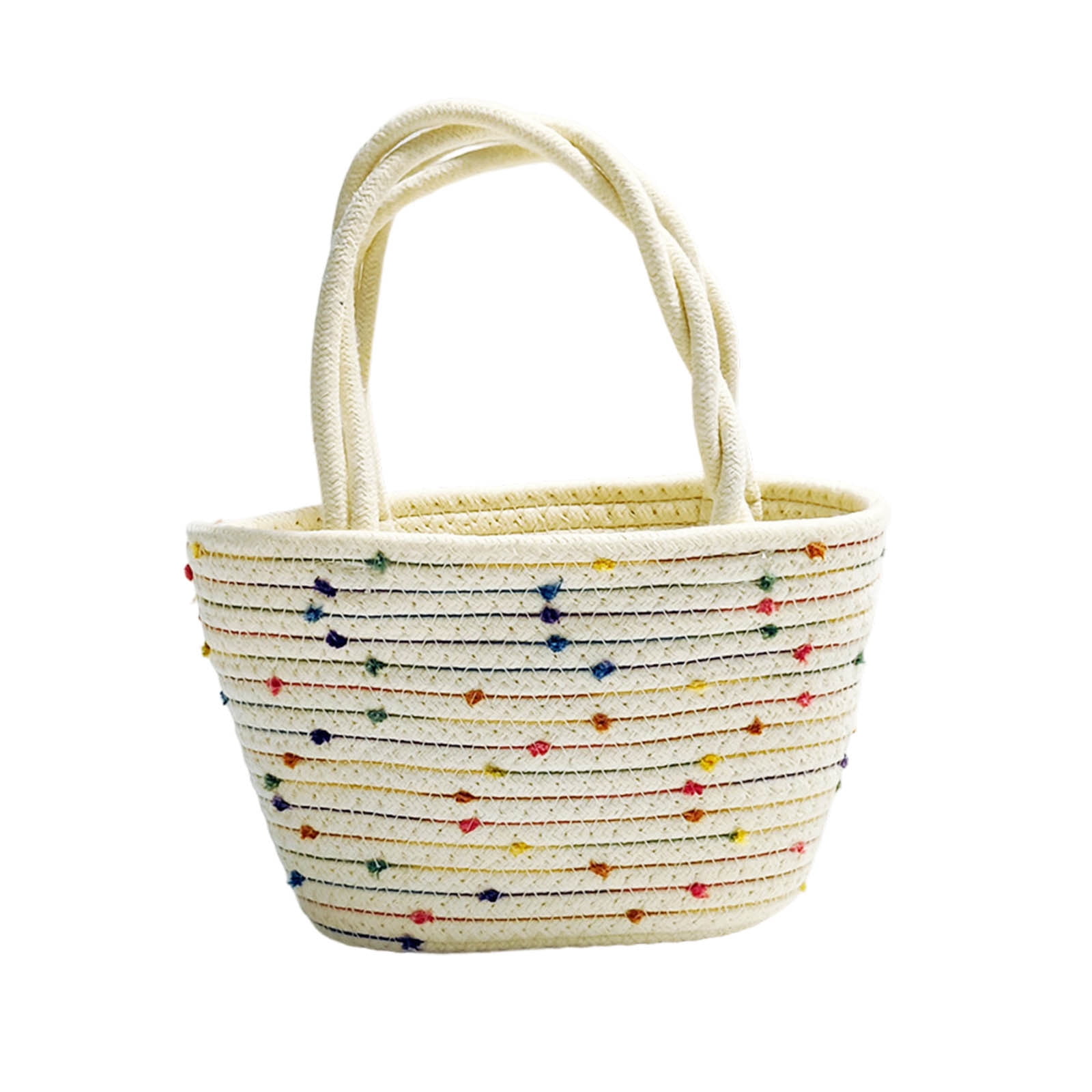 Cotton Rope Storage Basket with Handle Rope Diaper Caddy Boho Living ...