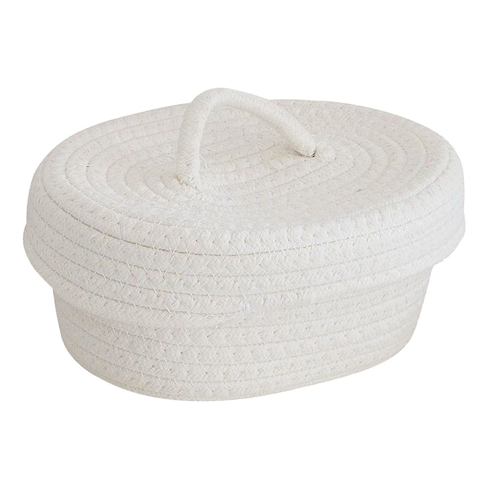 Cotton Rope Storage Basket with Lid, Lidded Woven Storage Bin, Nursery ...