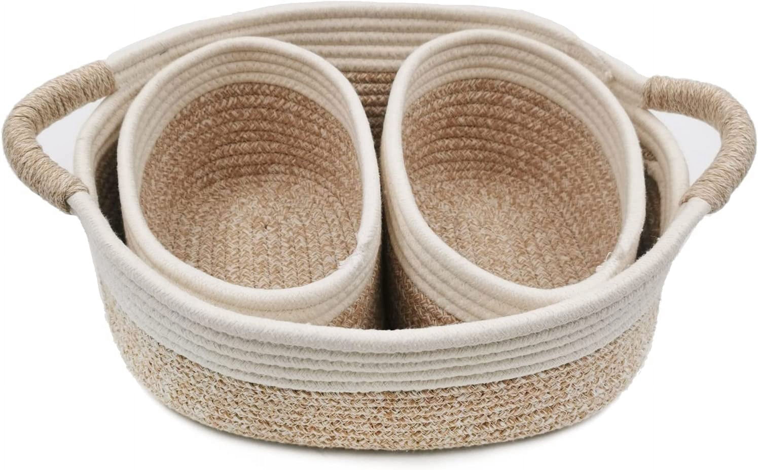 Cotton Rope Storage Baskets, 3 Pcs Woven Baskets for Storage for ...