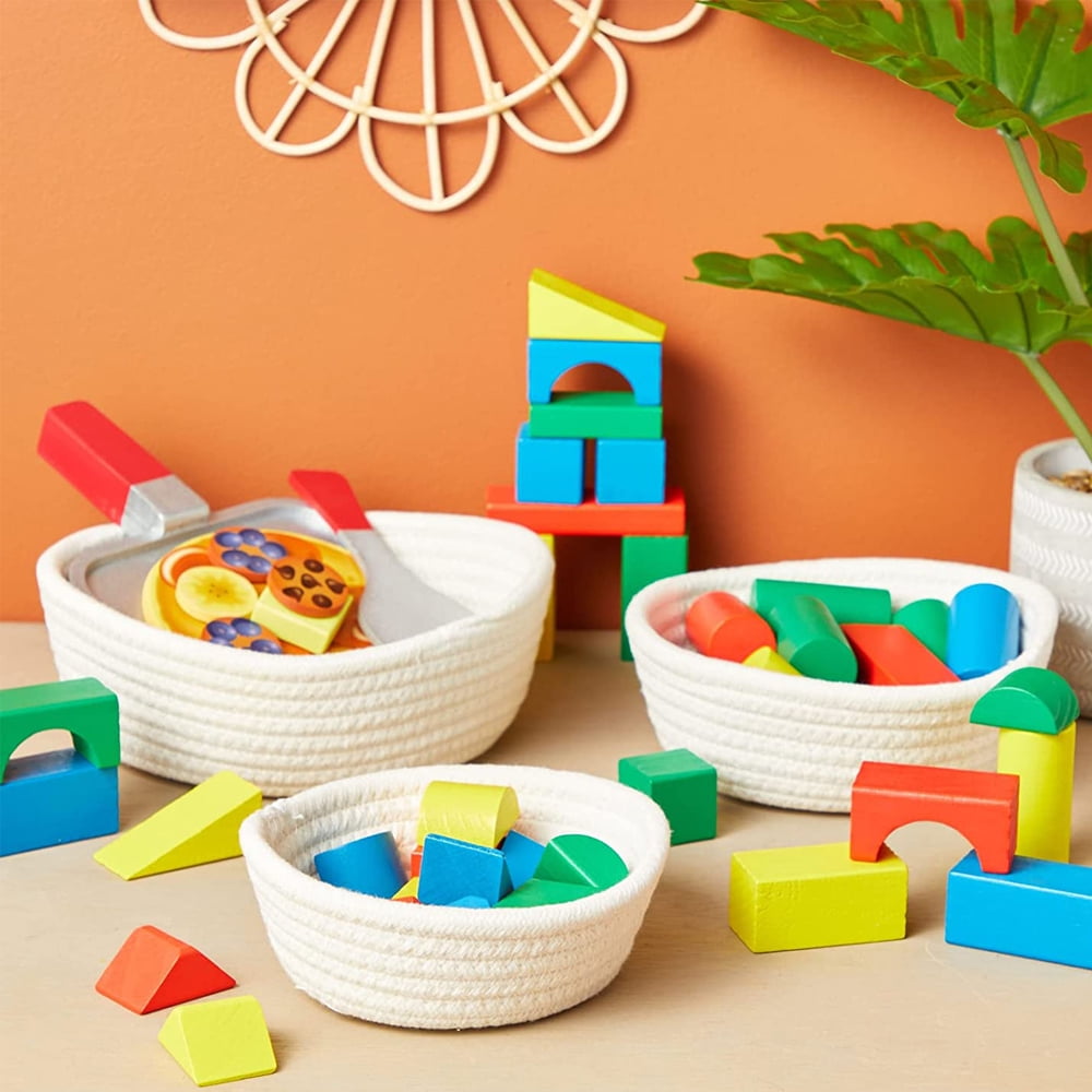 Cotton Rope Storage Baskets Woven Basket Cute Baby Nursery Organizers ...
