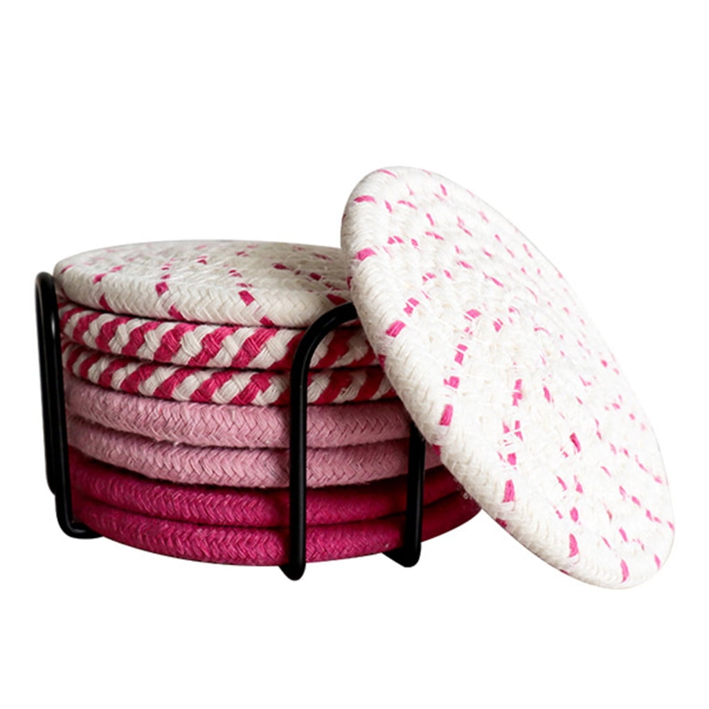 Cotton Rope Teas Coasters Round Drink Coasters Heat Resistant Placemat ...