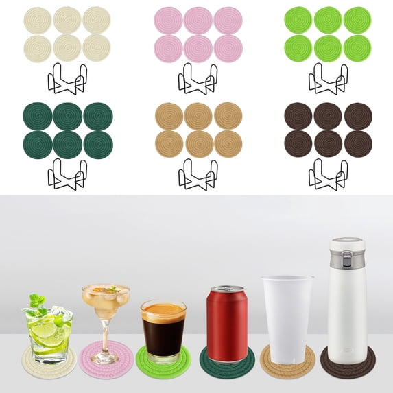 Cotton Rope Trivet Set with Holder Stand, 6 Heat Resistant Hot Pads for ...