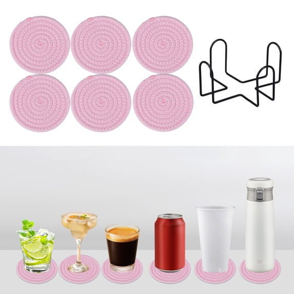 Cotton Rope Trivets for Kitchen Counter Set of 6 with Stand - 4.33 Inch ...