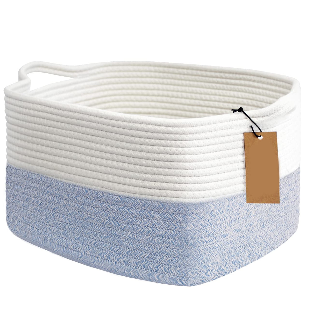 Cotton Rope Woven Basket with Handles for Shelf, Toy, Book and Cloth ...