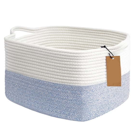 Cotton Rope Woven Basket with Handles for Shelf, Toy, Book and Cloth ...