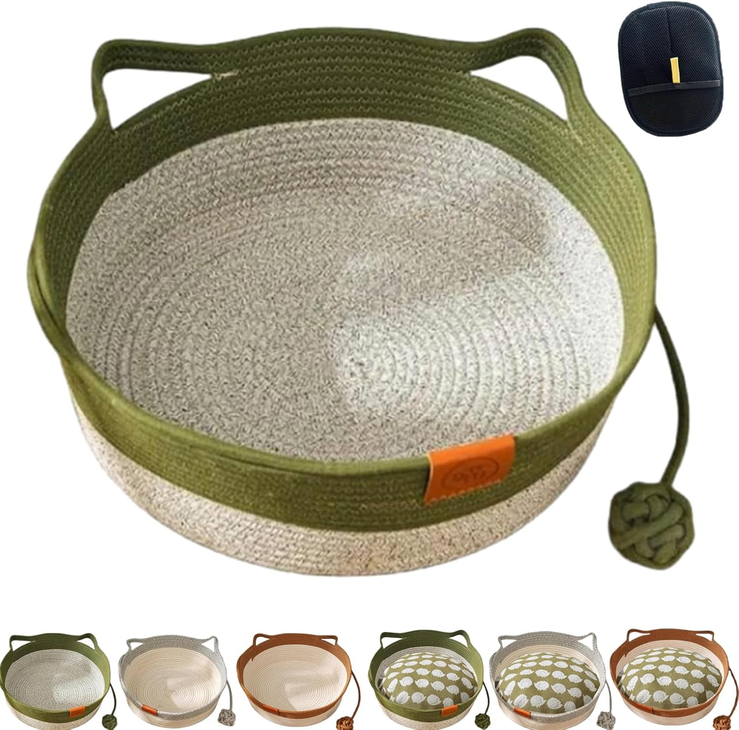 Cotton Rope Woven Cat Basket, Pets Hand Woven Cotton Bed Basket, Round ...