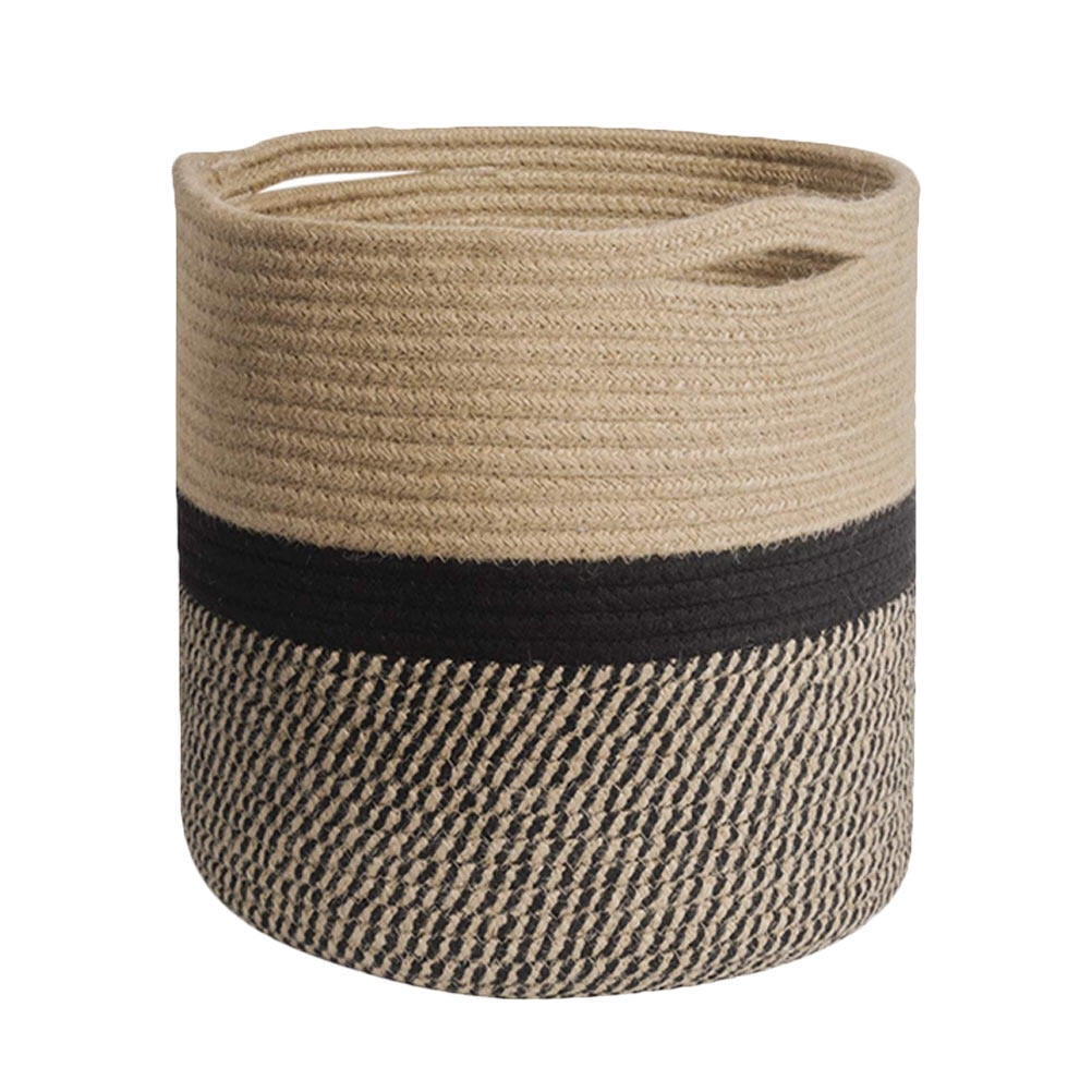 Cotton Rope Woven Storage Basket with Handles Laundry Hampers Sundry ...