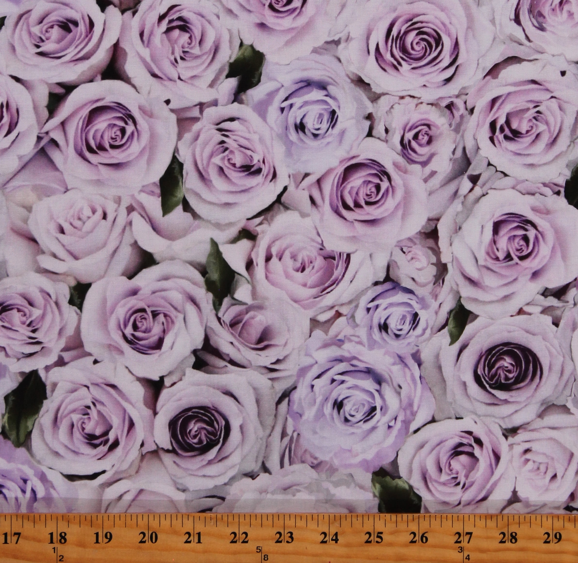 Cotton Roses Flowers Floral Plants Nature Purple Cotton Fabric Print by ...