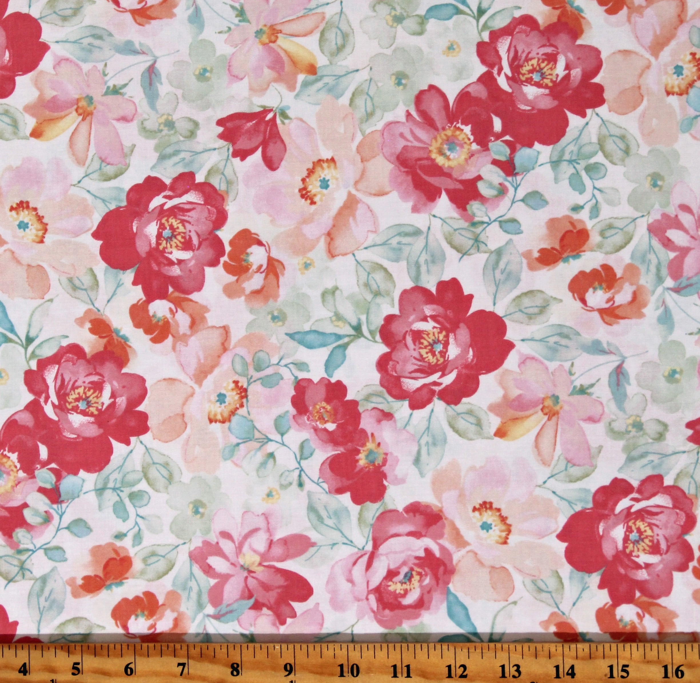 Cotton Roses Flowers Floral Sweet Baby Rose Cotton Fabric Print by the ...