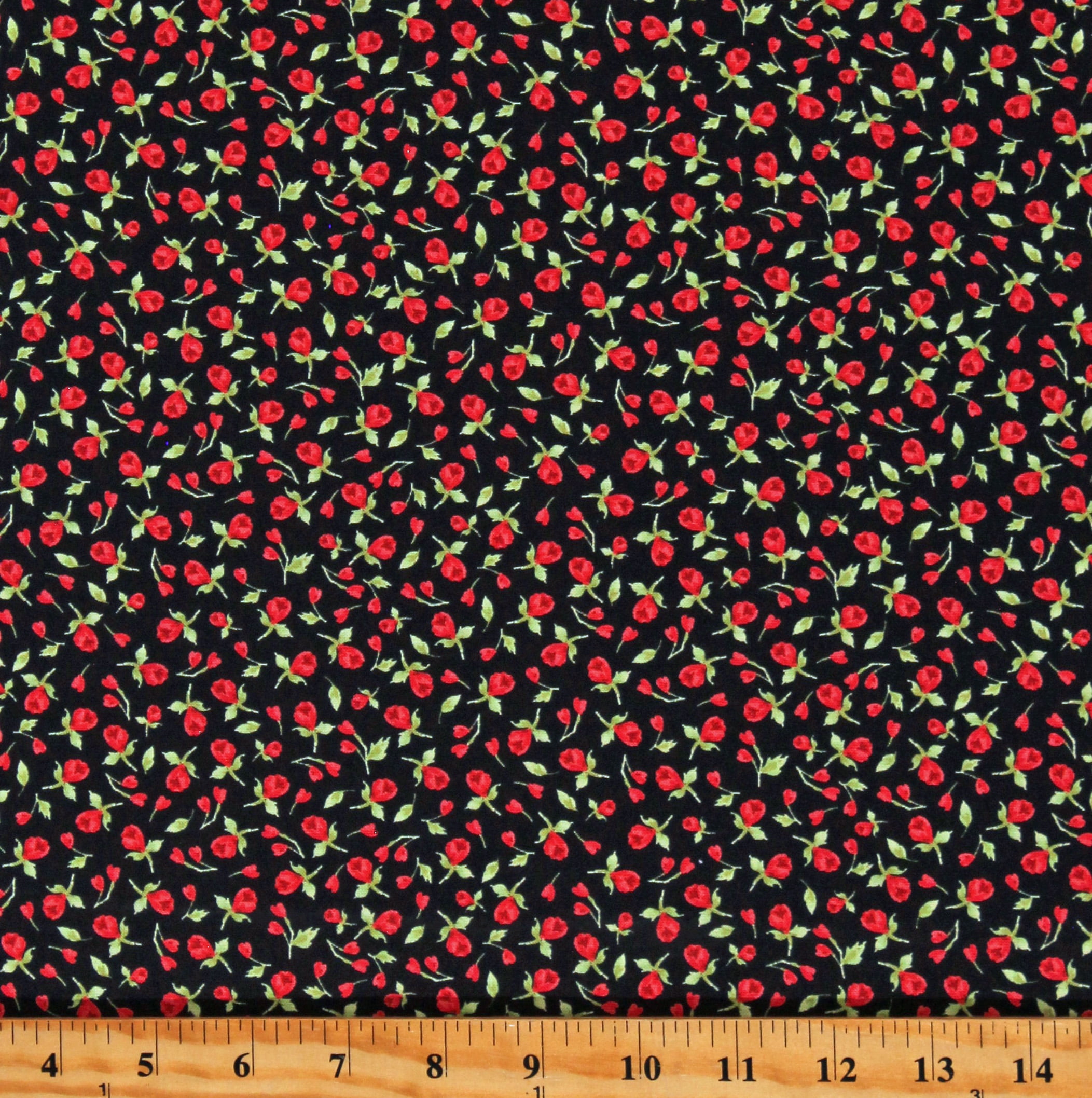 Cotton Roses Flowers Floral Vintage Rose Black Cotton Fabric Print by the Yard (ROSE-CD2207 ...