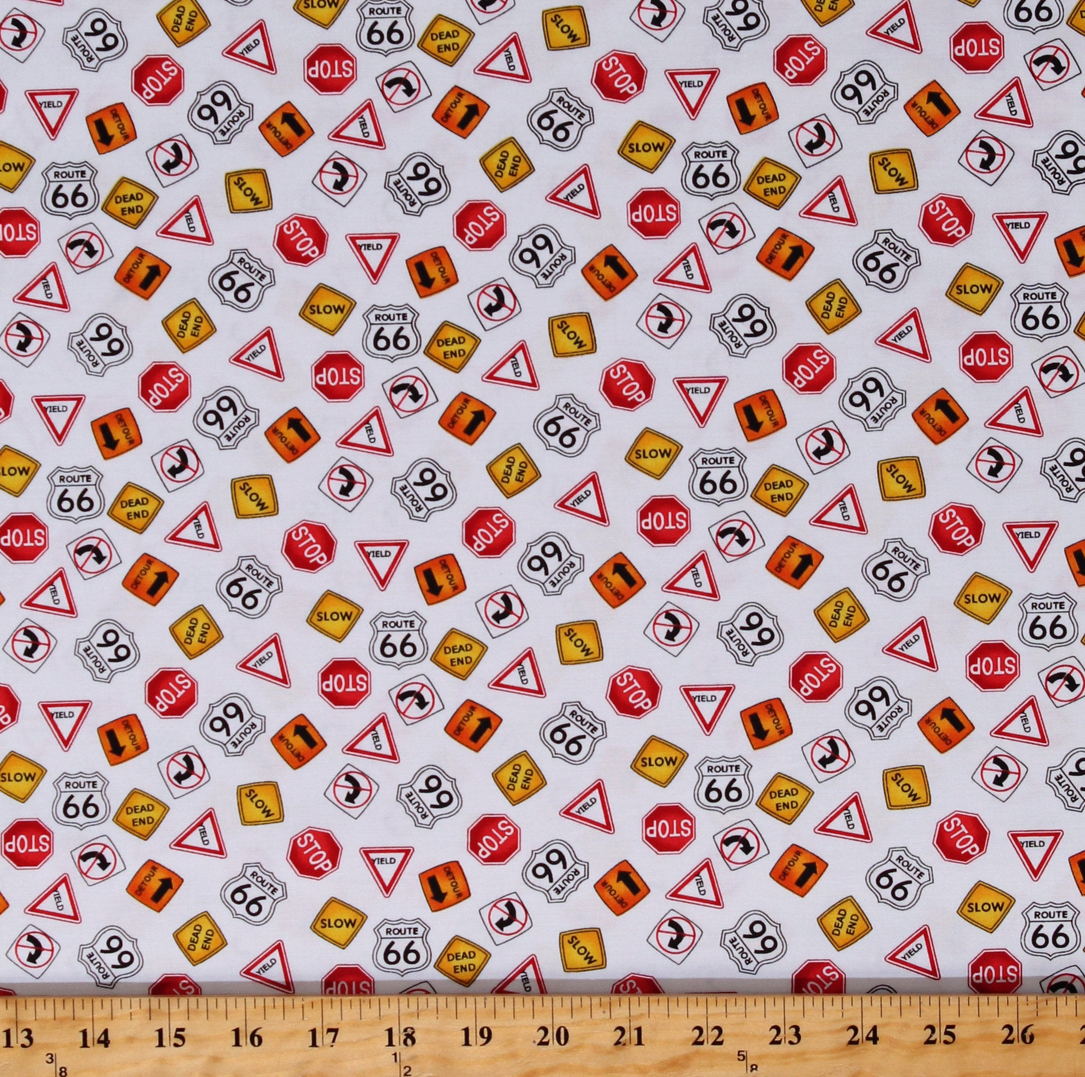 Cotton Route 66 Road Signs Stop Slow Yield Dead End Detour Driving ...