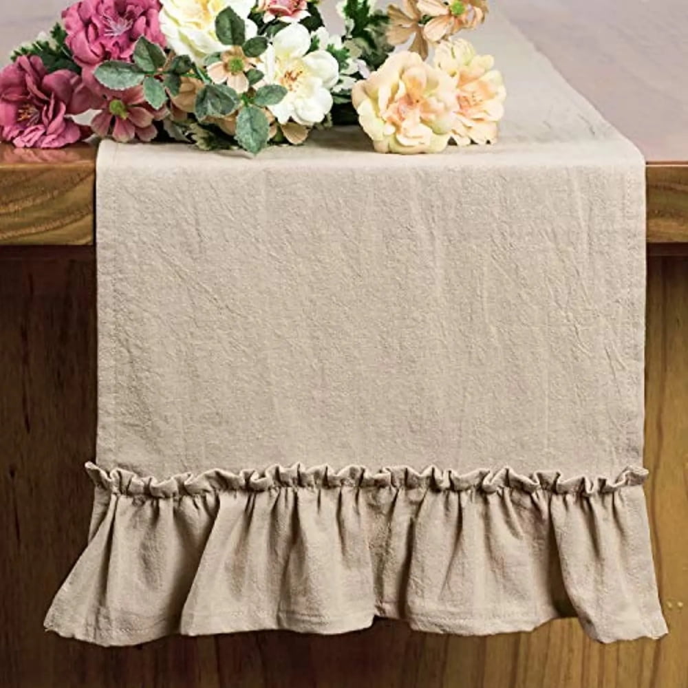 Cotton Ruffles Table Runner Event Party Supplies Fabric Decor Romantic ...