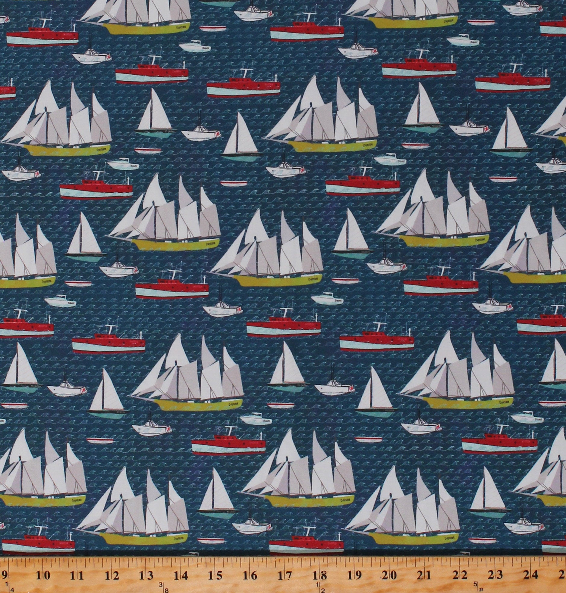 Cotton Sailboats Nautical Ocean Sea Boats Beach Lakeside Story Cotton ...