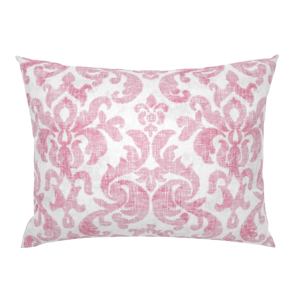 Cotton Sateen Sham, Standard - Vintage Damask Raspberry Ikat Faded ...