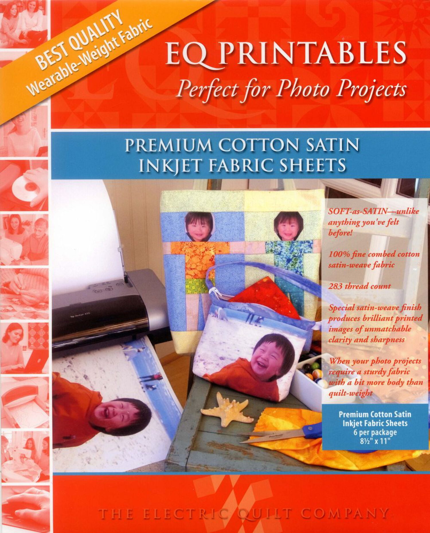 Cotton Satin 283-Thread-Count Inkjet Printer 6 Fabric Sheets 8-1/2-Inch ...