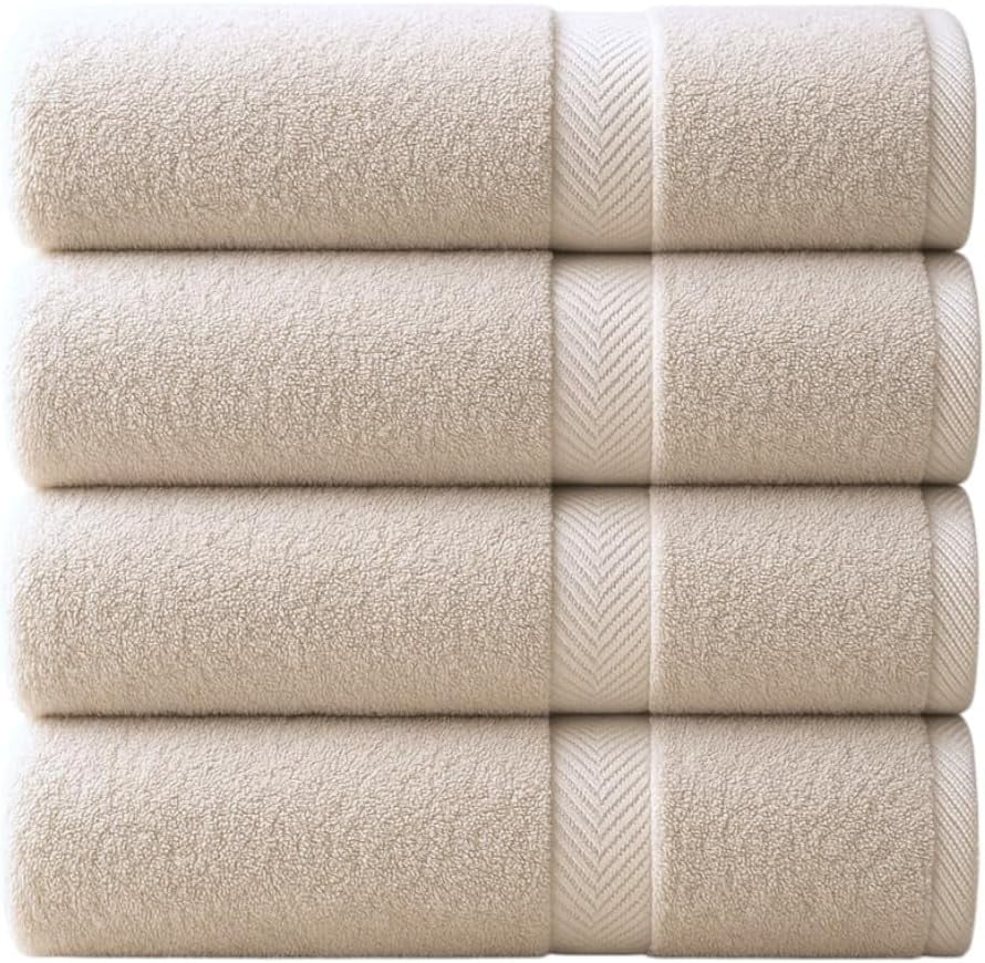 Cotton Sauna Bath Towel Sheet for Family, Set of 4, Beige - Walmart.com
