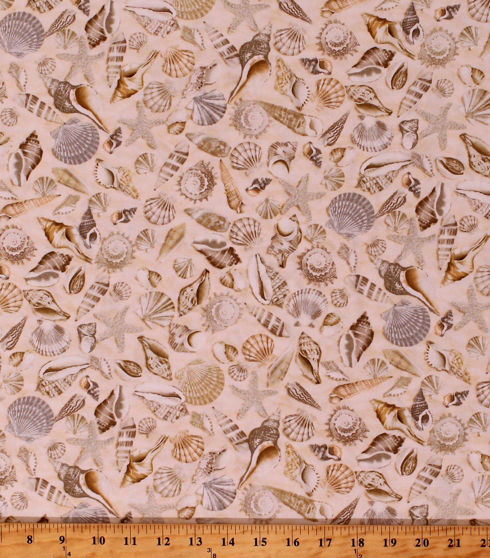 Cotton Sea Shells Cream Seashells Starfish Beach Ocean Nautical Sand ...