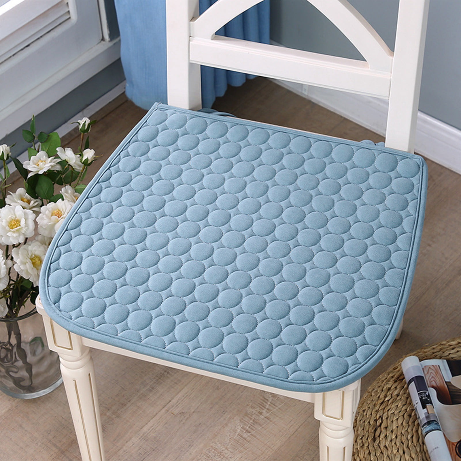 Cotton Seat Cushion with Straps for Office Chairs, Dining Chairs and ...