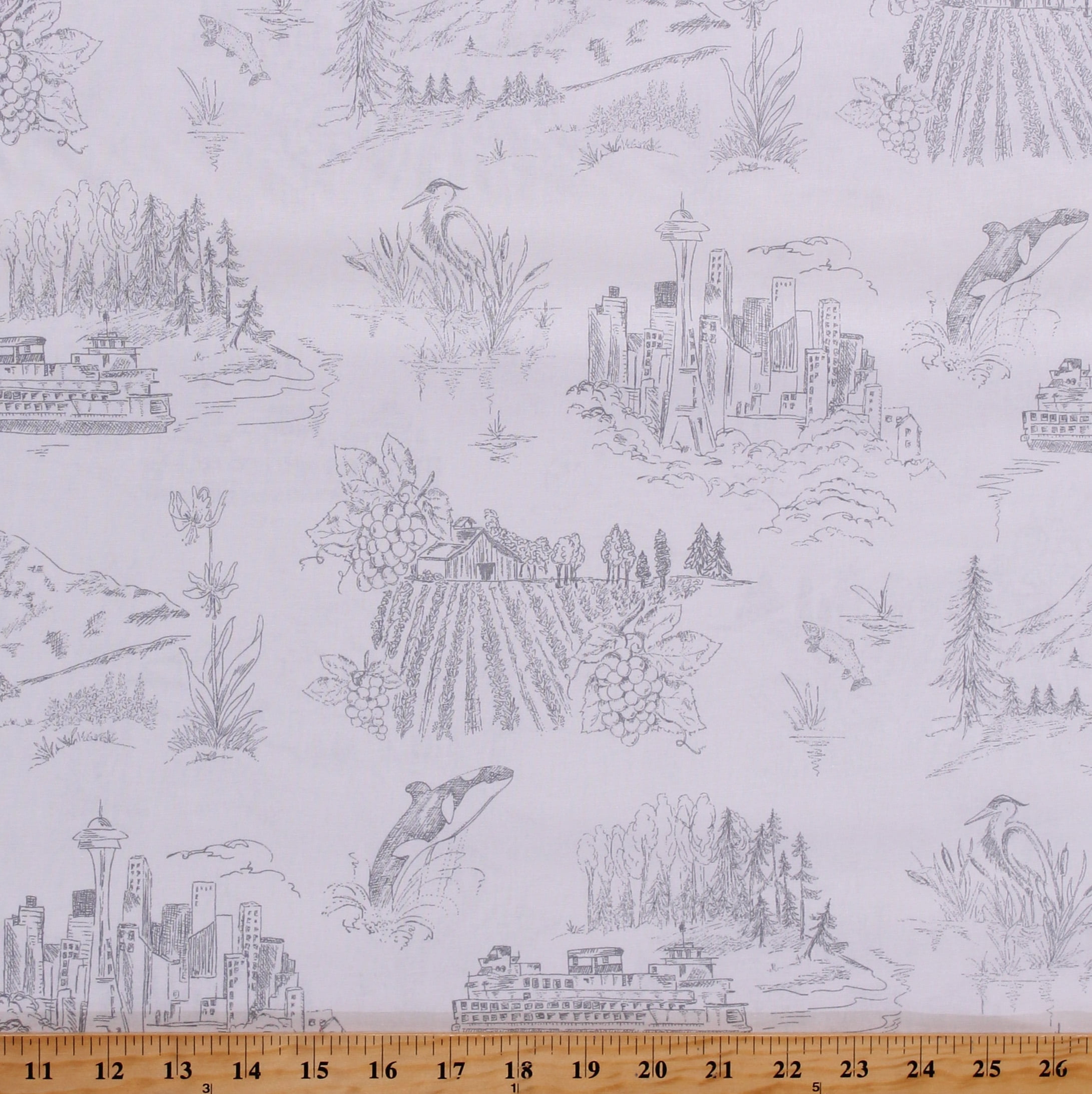 Cotton Seattle Washington Pacific Northwest Cottage Clothworks Whale ...