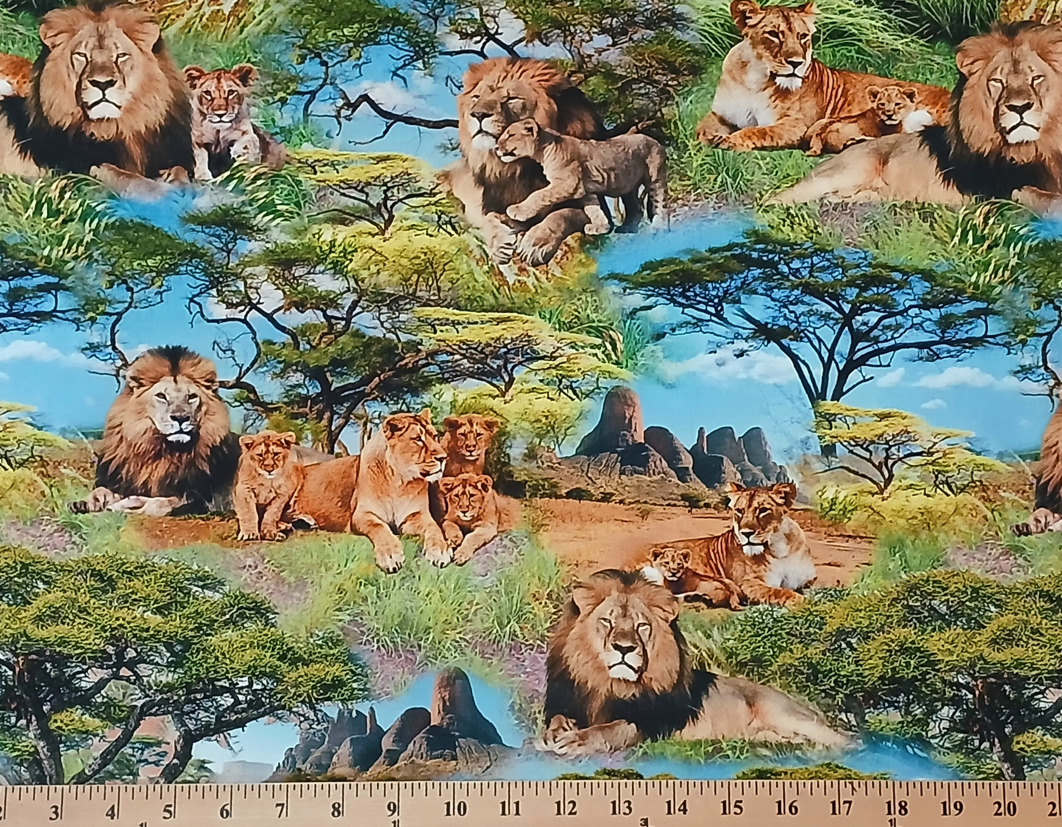 Cotton Serengeti Plains African Pride Lion Scenic Africa Safari Animals ...