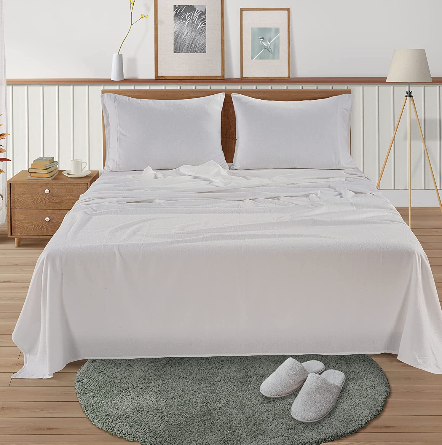 Cotton Sheets Queen Size Set - Brushed for Extra Softness - Lightweight ...