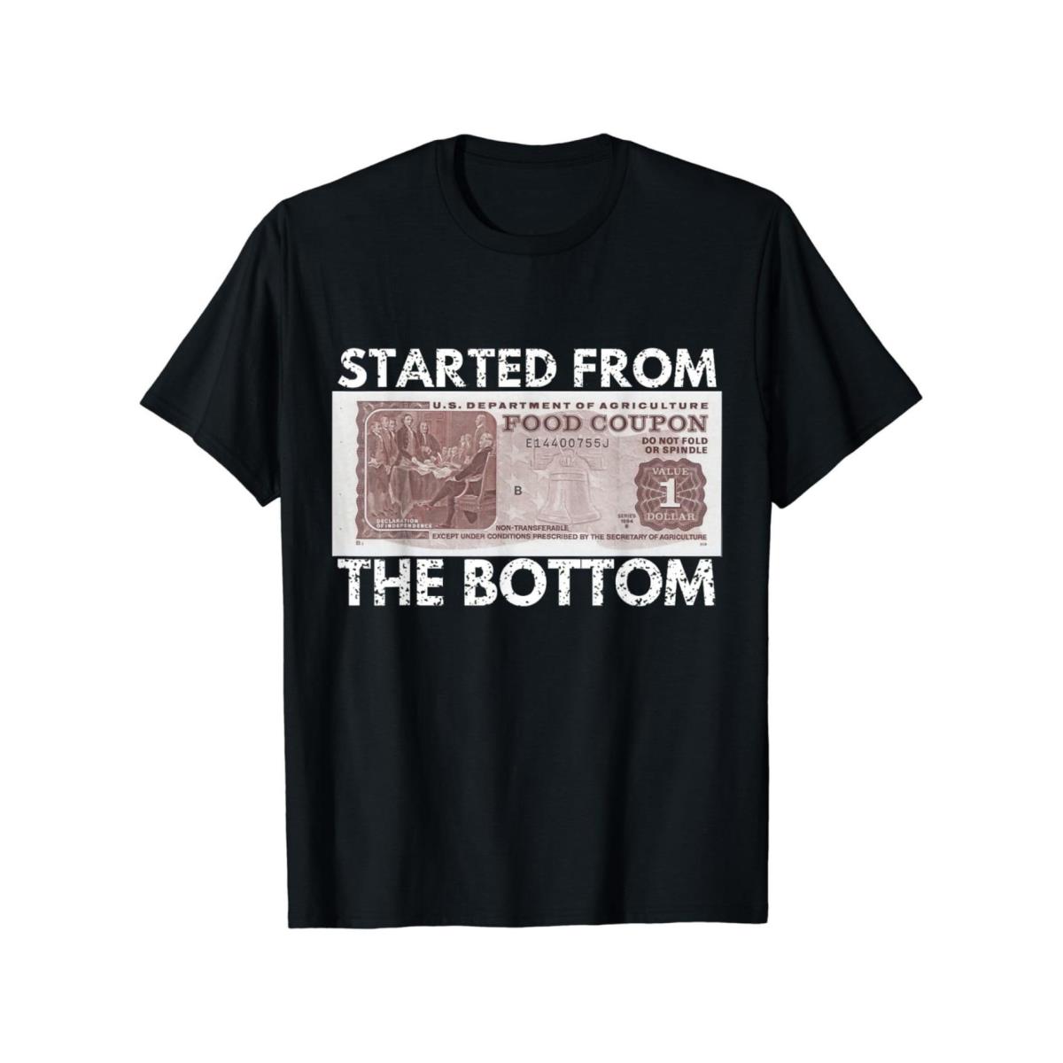 Cotton Short Sleeve Started From Bottom Food Stamp Coupon Funny Meme T ...