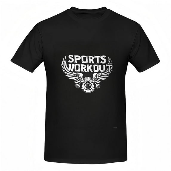 Cotton Short Sleeve T-Shirt - Bold ' SPORTS WORKOUT ' Graphic with ...