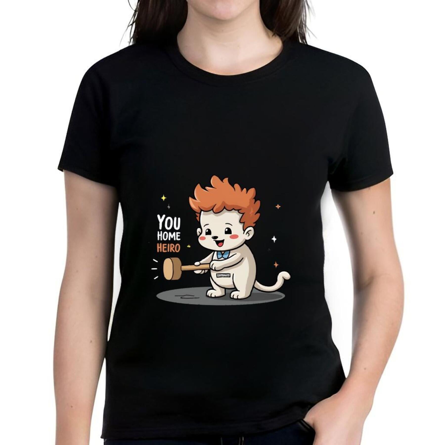Cotton Short Sleeve T-Shirt Featuring Cartoon Character with Red Hair ...