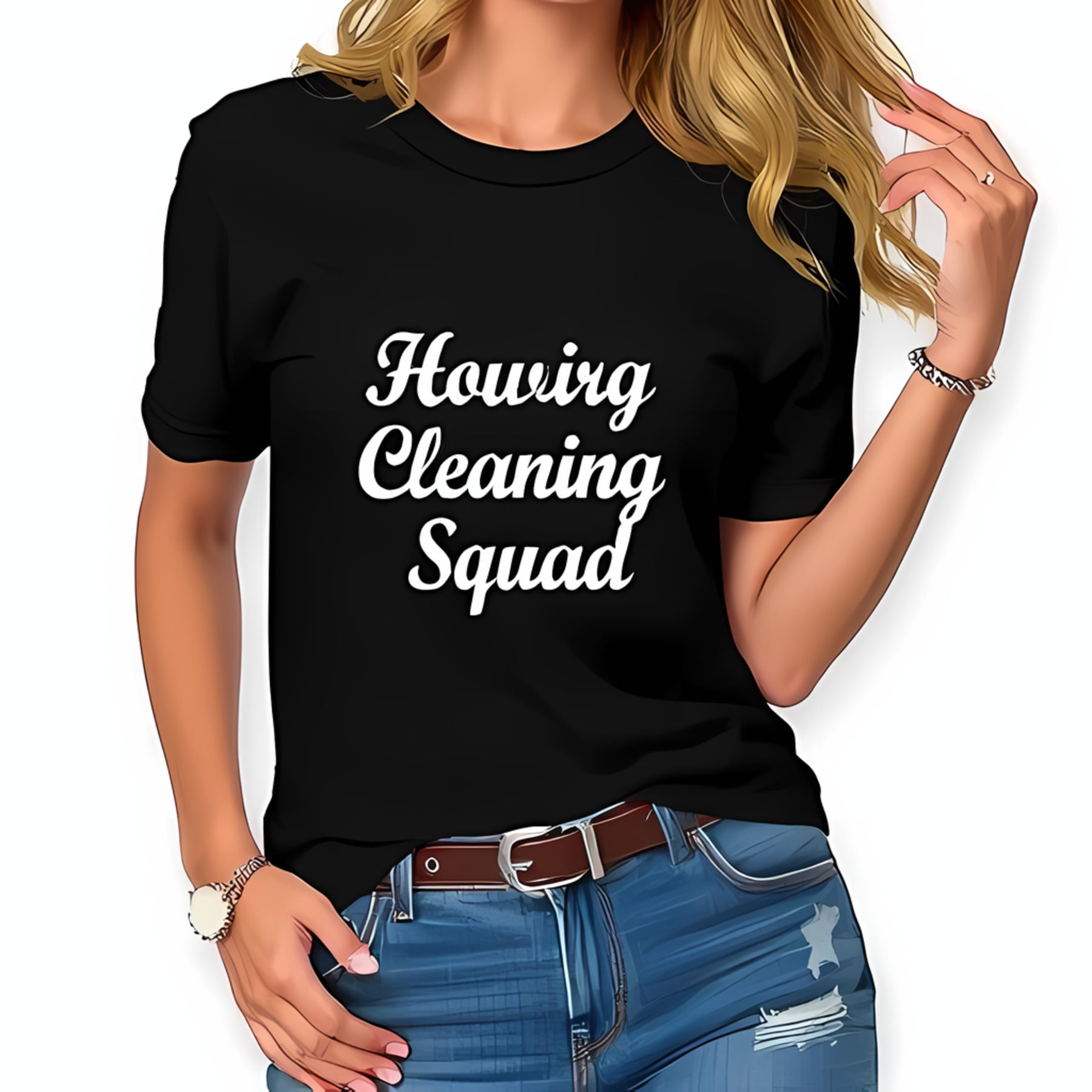 Cotton Short Sleeve T-Shirt - " Hovving Cleaning Squad " in White ...