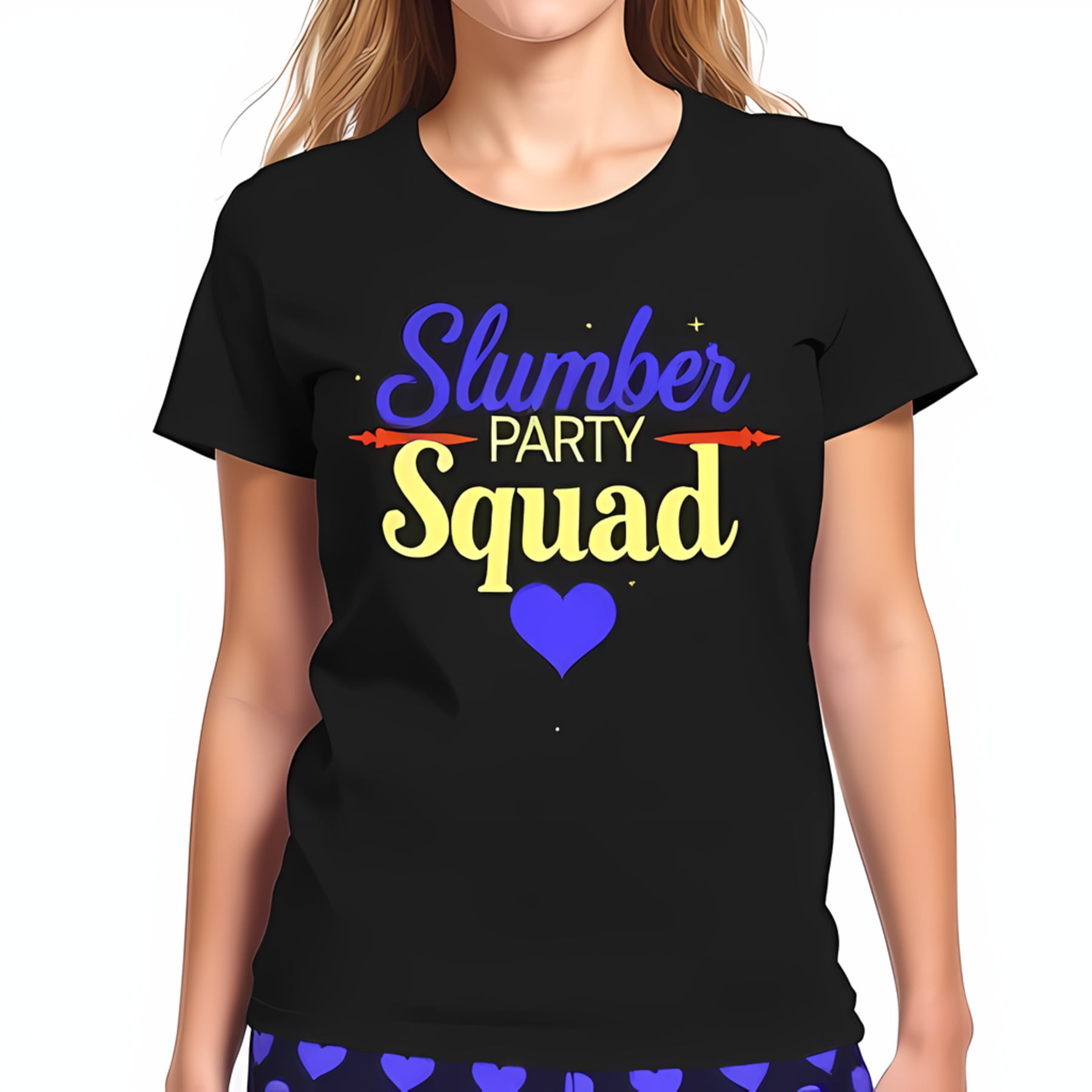 Cotton Short Sleeve T-Shirt - " Slumber Party Squad " Design with ...