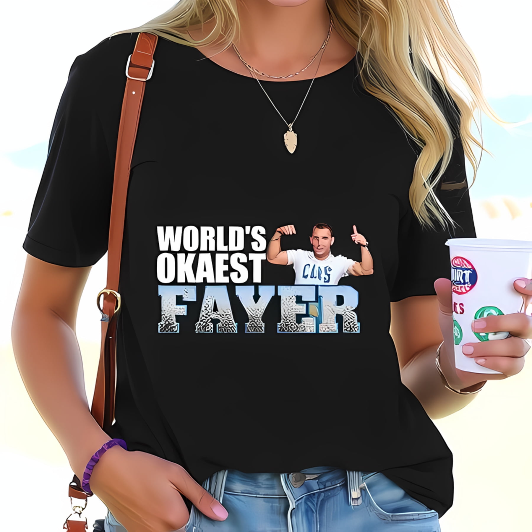 Cotton Short Sleeve T-Shirt - " World's Okaest Fayer " Graphic Design ...