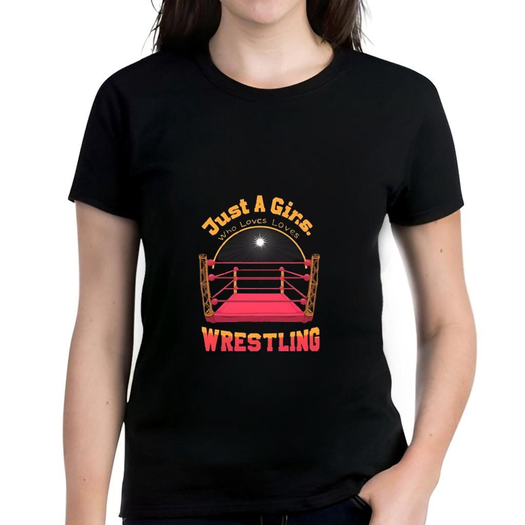 Cotton Short Sleeve T-Shirt - Wrestling Ring Graphic Tee with 'Just A ...